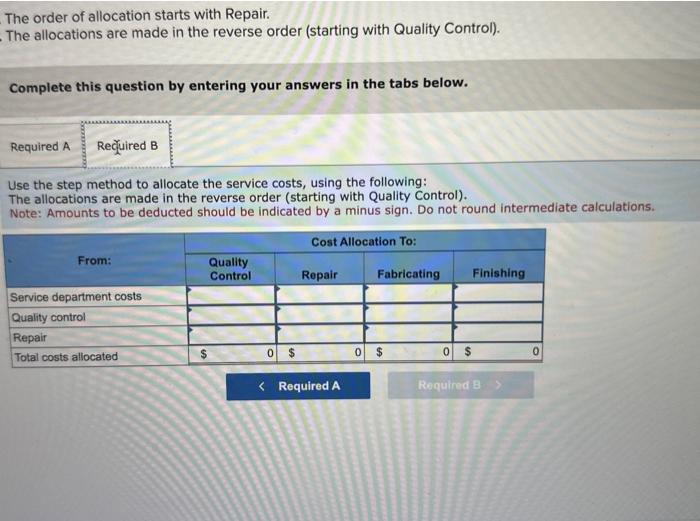 Exercise 11-28 (Static) Cost Allocation: Step Method | Chegg.com