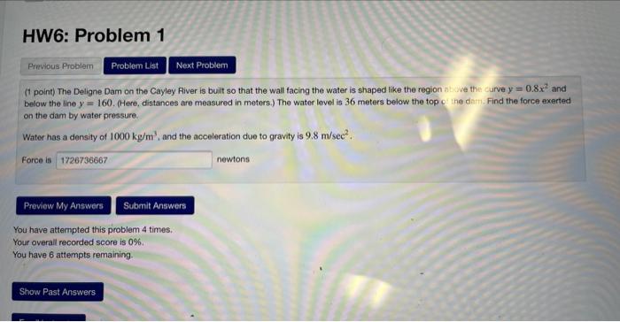 Solved Previous Problem HW6: Problem 1 Problem List Next | Chegg.com