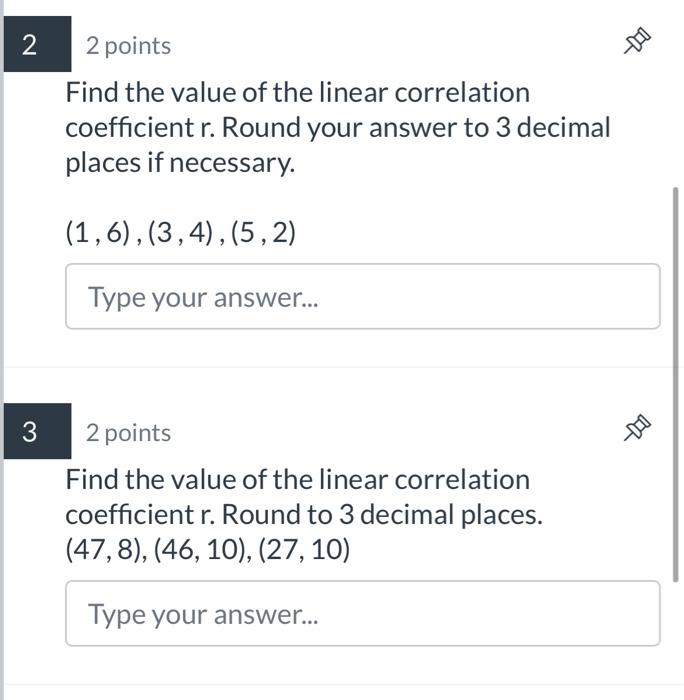Solved Find the value of the linear correlation coefficient | Chegg.com