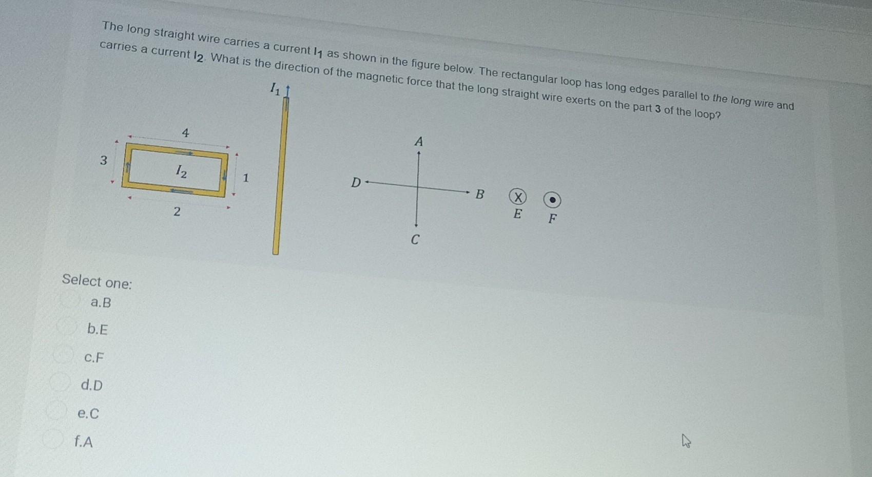 Solved The long straight wire carries a current I1 as shown | Chegg.com
