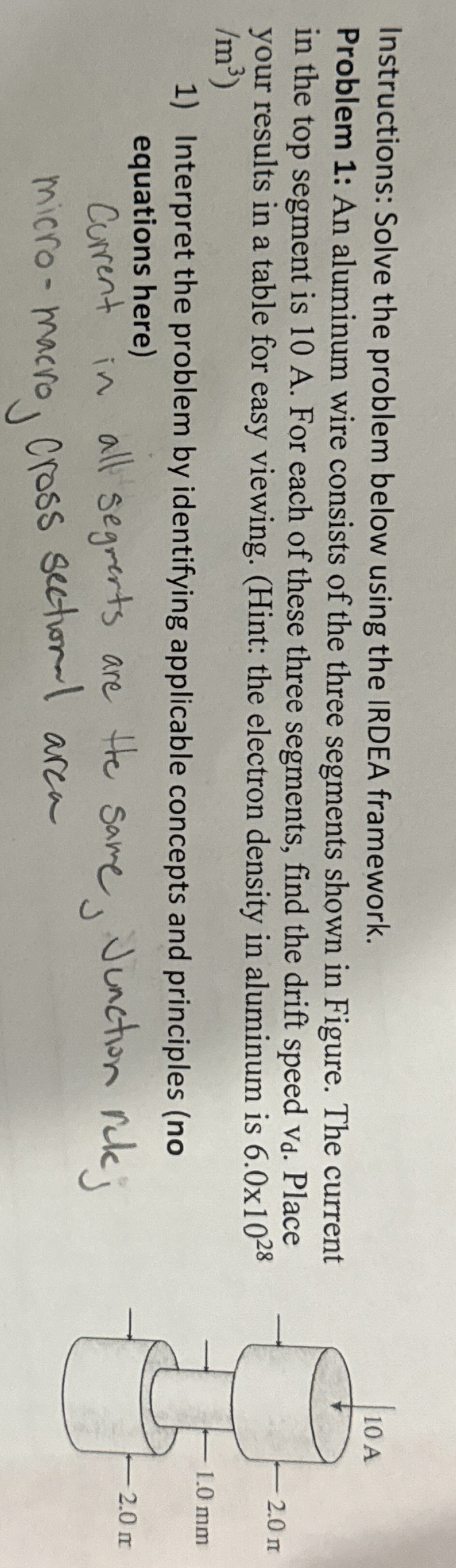 Solved Instructions: Solve the problem below using the IRDEA | Chegg.com