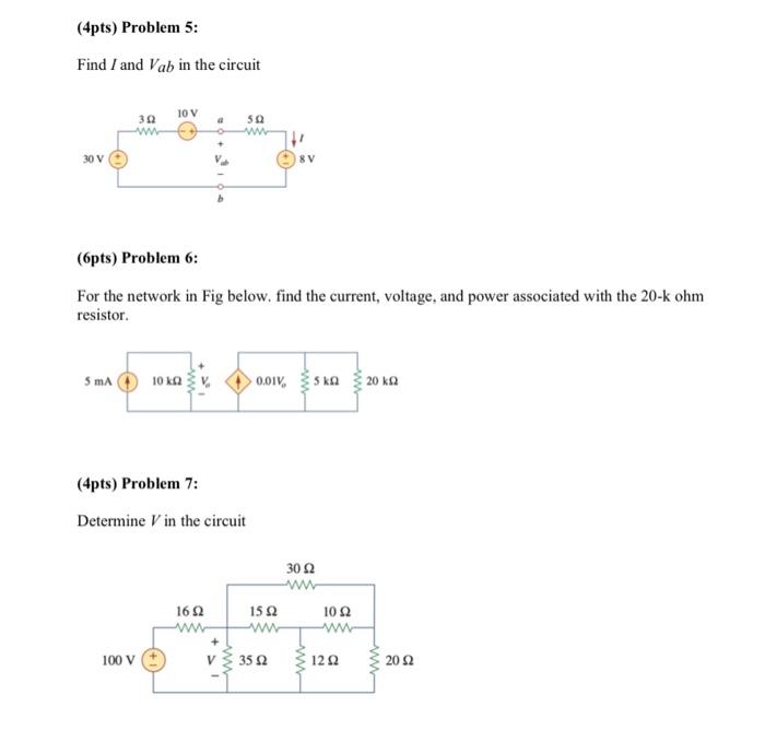 Solved Find I and Vab in the circuit (6pts) Problem 6: For | Chegg.com