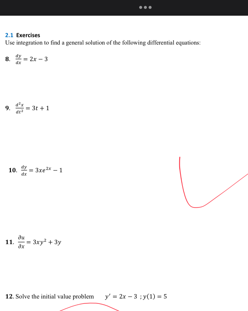 Solved 2.1 ﻿ExercisesUse integration to find a general | Chegg.com