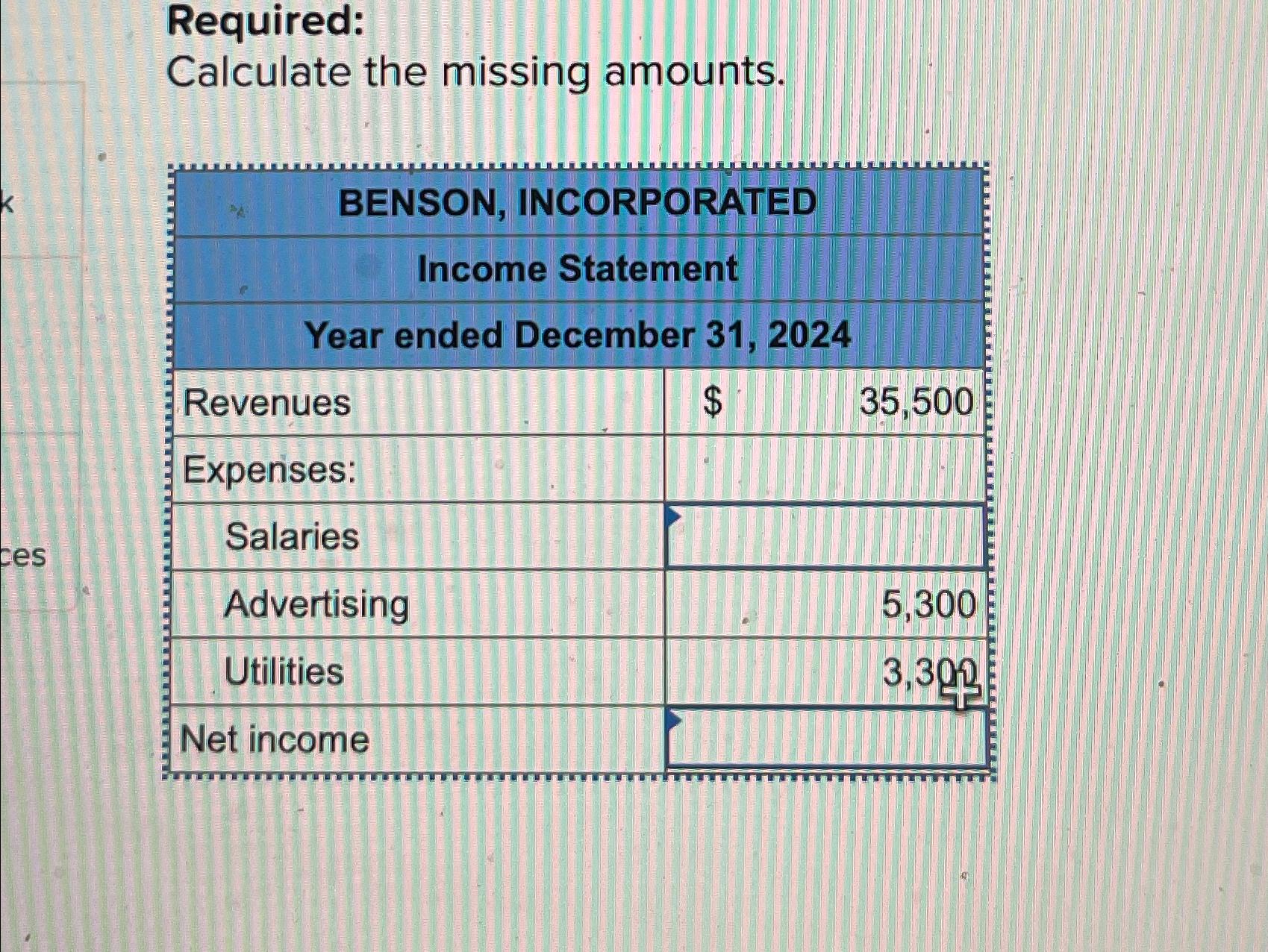 Required:Calculate the missing | Chegg.com