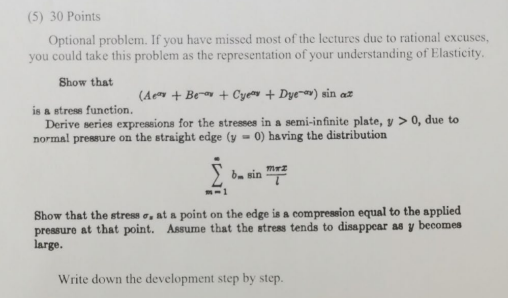 Solved (5) 30 Points Optional problem. If you have missed | Chegg.com