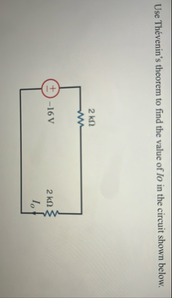 Use Thévenin's theorem to find the value of IO ﻿in | Chegg.com