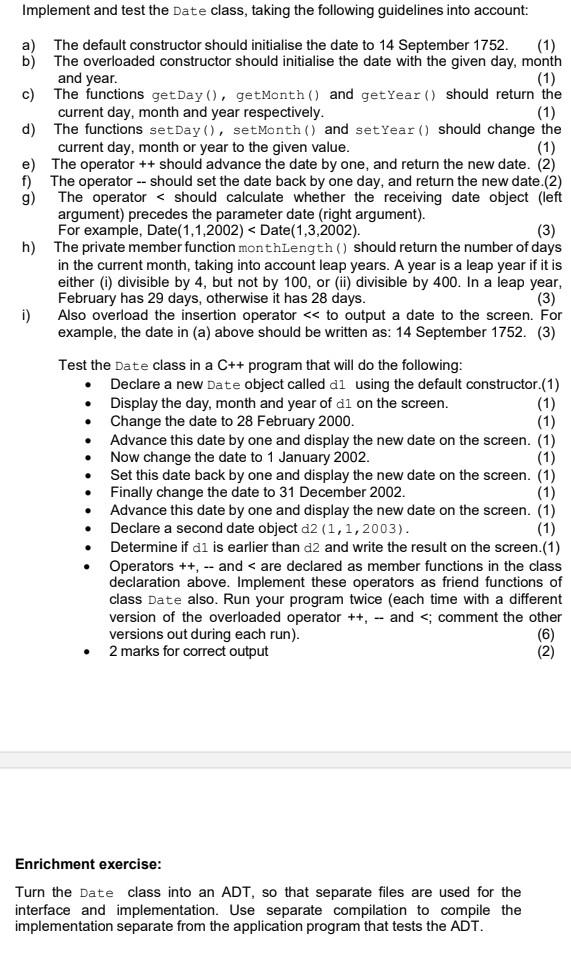 Solved Question 5 Consider The Following Class Declaration