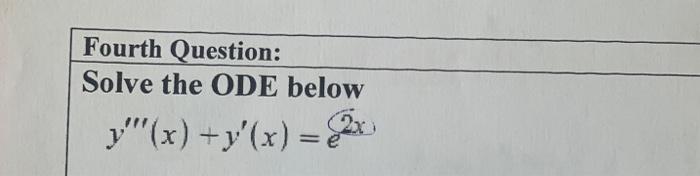 Solved Fourth Question: Solve the ODE below \\[ y^{\\prime | Chegg.com