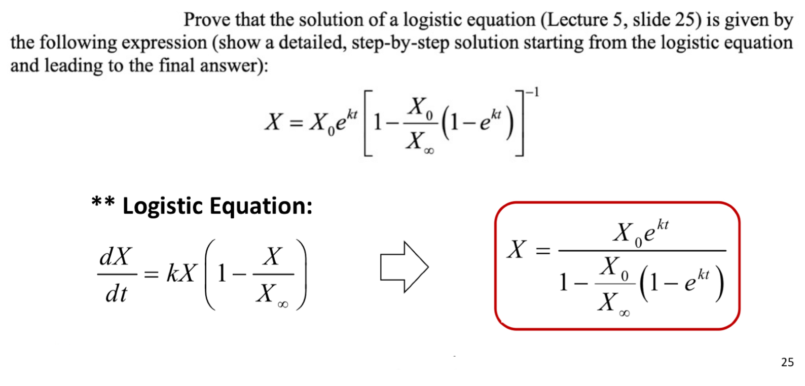Solved Prove that the solution of a logistic equation | Chegg.com