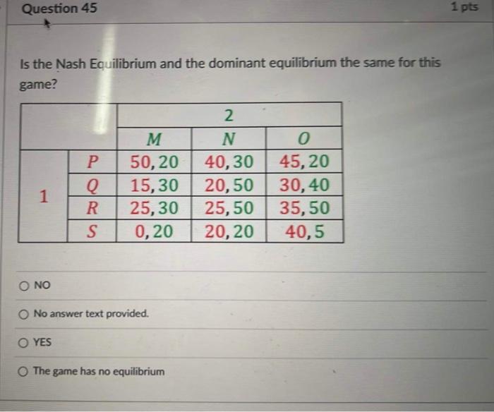 Solved Is the Nash Equilibrium and the dominant equilibrium | Chegg.com