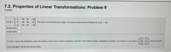 Solved 7.2. Properties of Linear Transformations: Problem 9 | Chegg.com