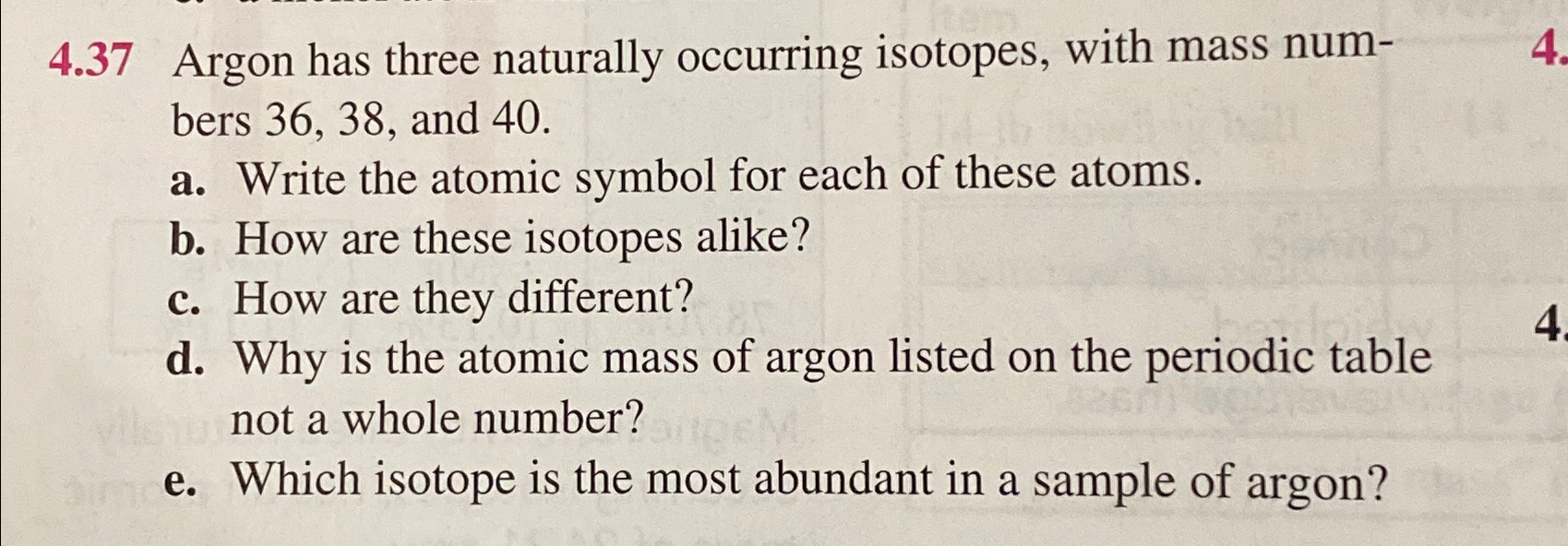 Solved 4.37 ﻿Argon has three naturally occurring isotopes, | Chegg.com