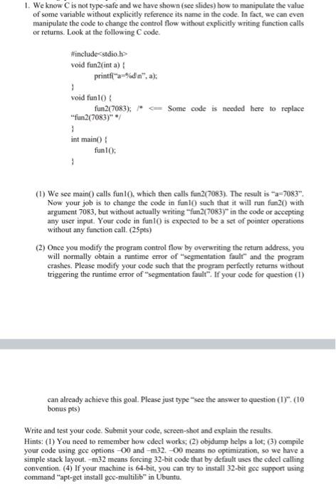 Solved 1. We know is not type-safe and we have shown (see | Chegg.com