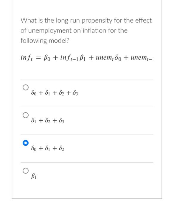 Solved What is the long run propensity for the effect of | Chegg.com
