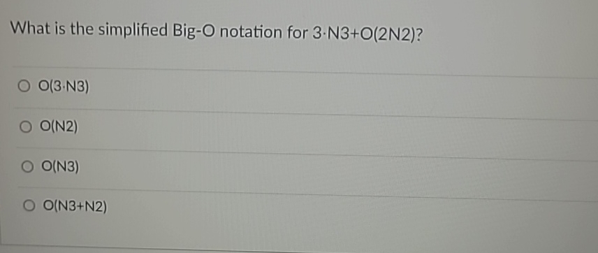 Solved What is the simplified Big-O notation for | Chegg.com