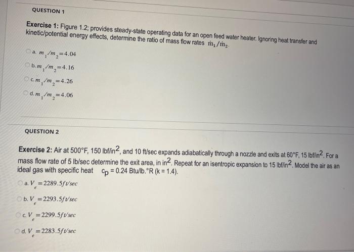 Solved Exercise 1: Figure 1.2; provides steady-state | Chegg.com