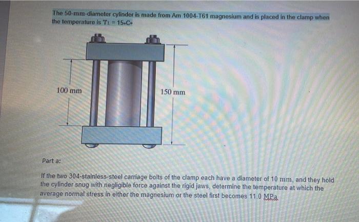 The 50-mm-diameter cylinder is made from Am 1004-T61 | Chegg.com