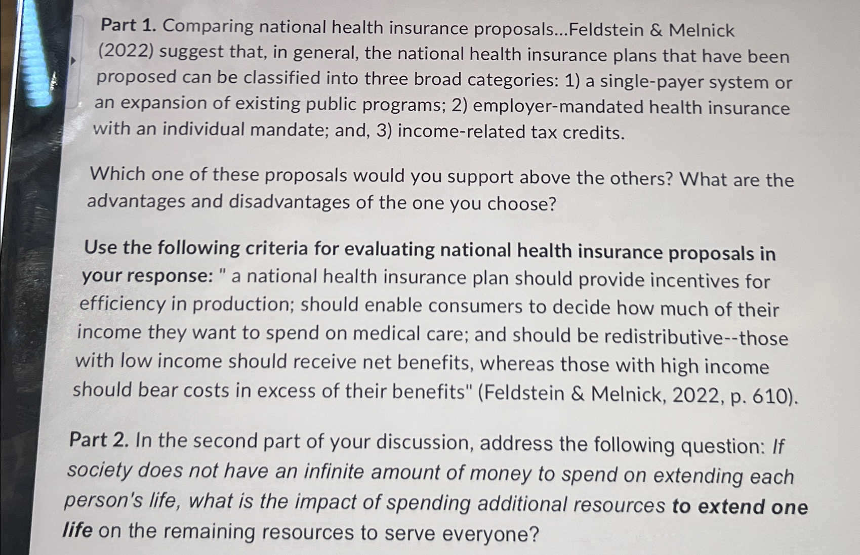 Solved Part 1. ﻿Comparing national health insurance | Chegg.com