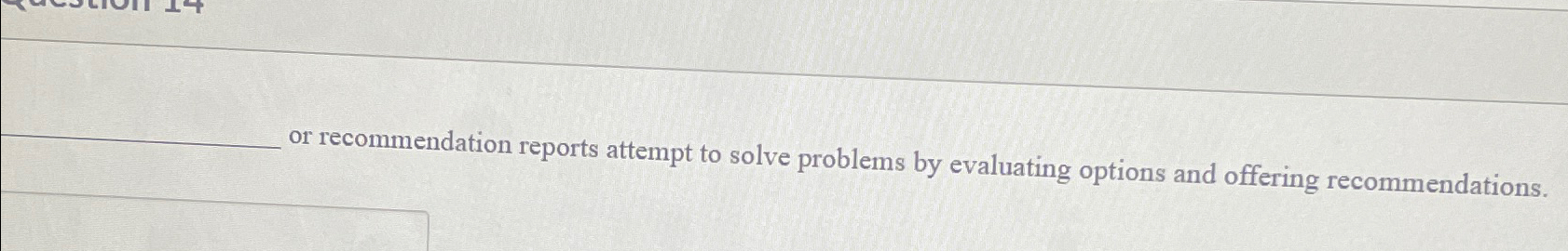 Solved or recommendation reports attempt to solve problems | Chegg.com