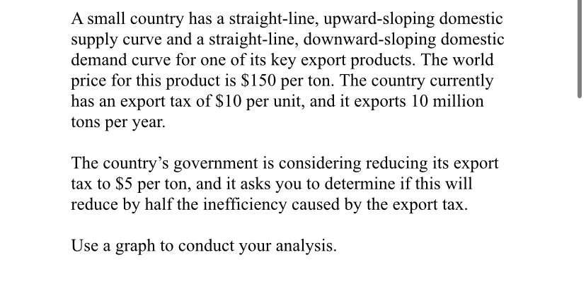 Solved A small country has a straight-line, upward-sloping | Chegg.com