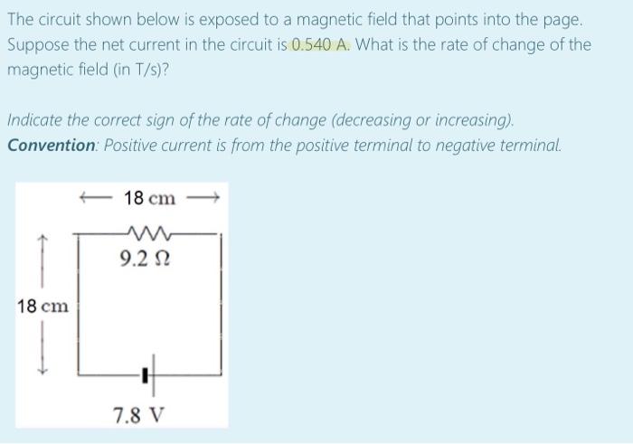 Solved The circuit shown below is exposed to a magnetic | Chegg.com