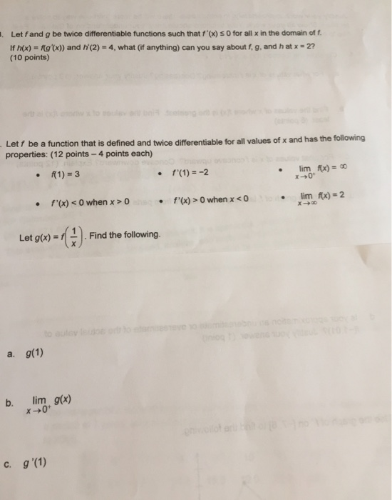 Solved Let fand g be twice differentiable functions such | Chegg.com