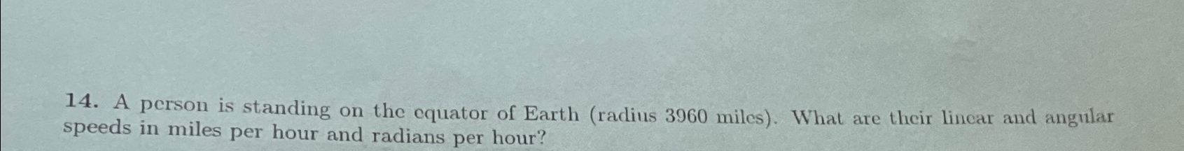 A person is standing on the equator of Earth (radius | Chegg.com