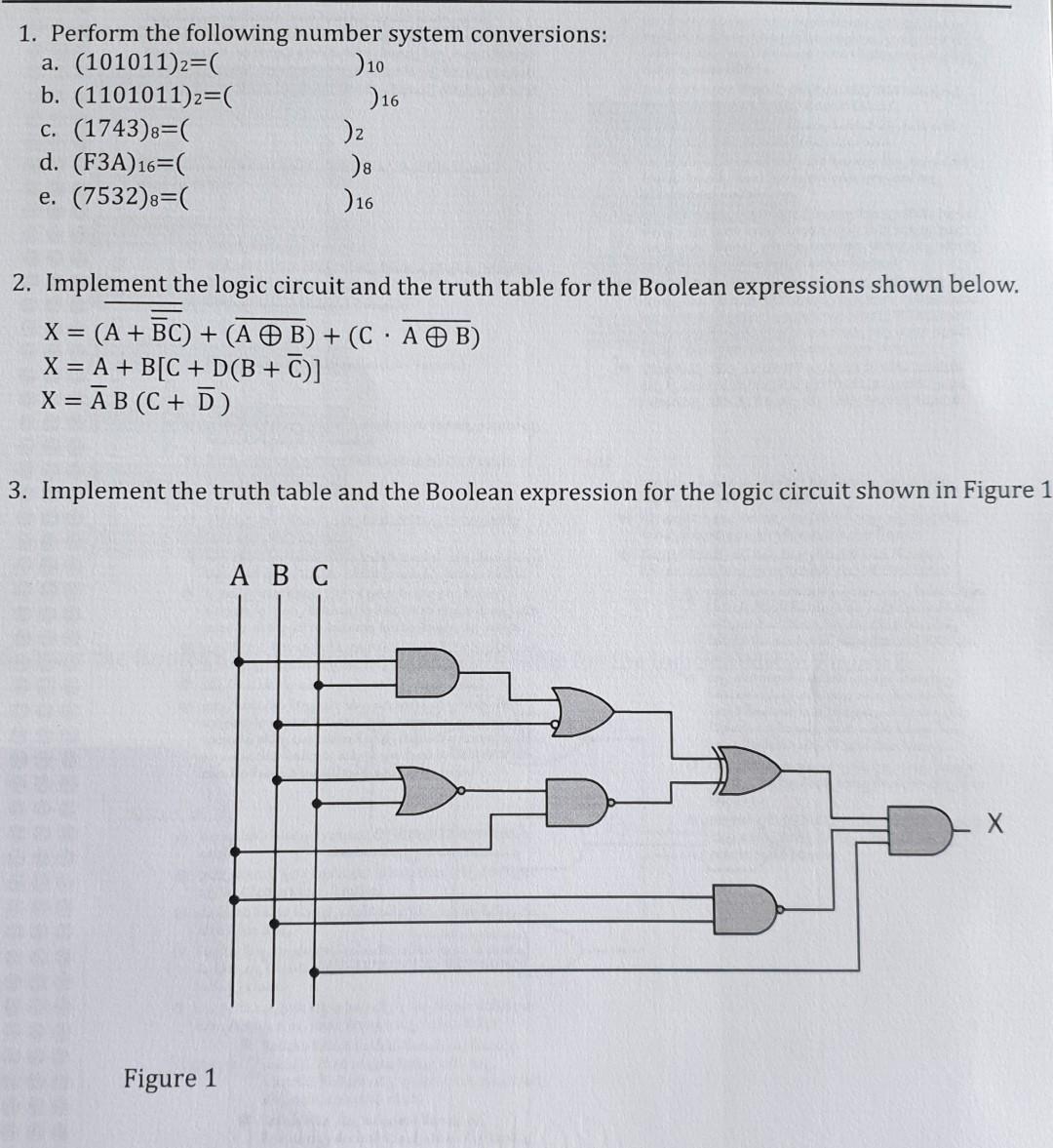 Solved 1. Perform the following number system conversions: | Chegg.com
