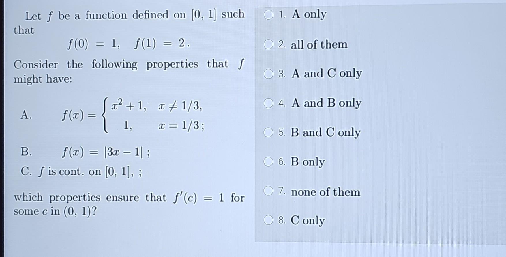 Solved Let f be a function defined on [0,1] such that | Chegg.com