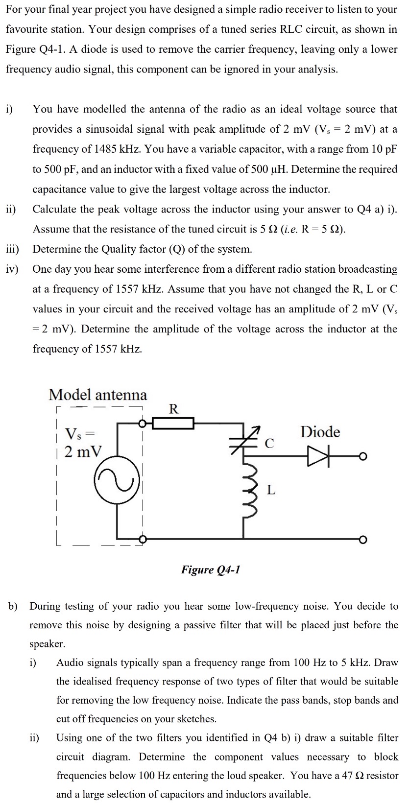 Solved For your final year project you have designed a | Chegg.com