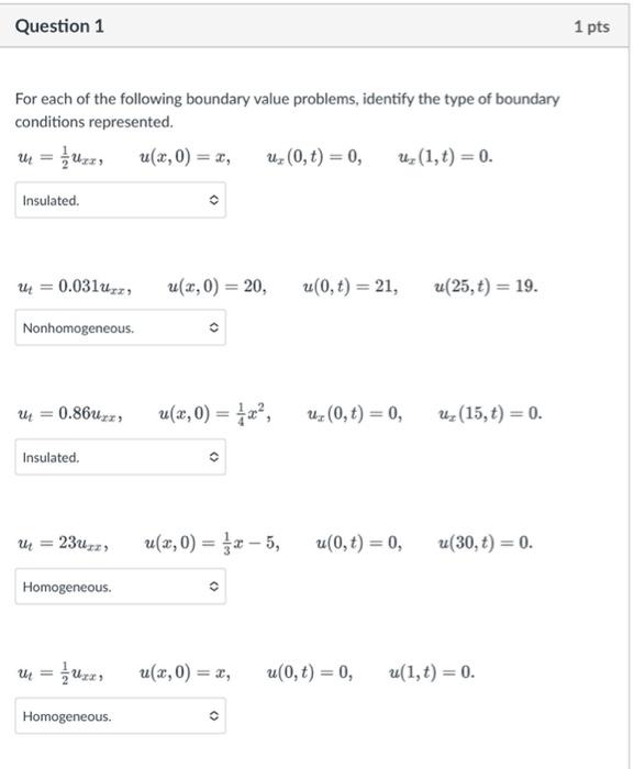 Solved For each of the following boundary value problems, | Chegg.com