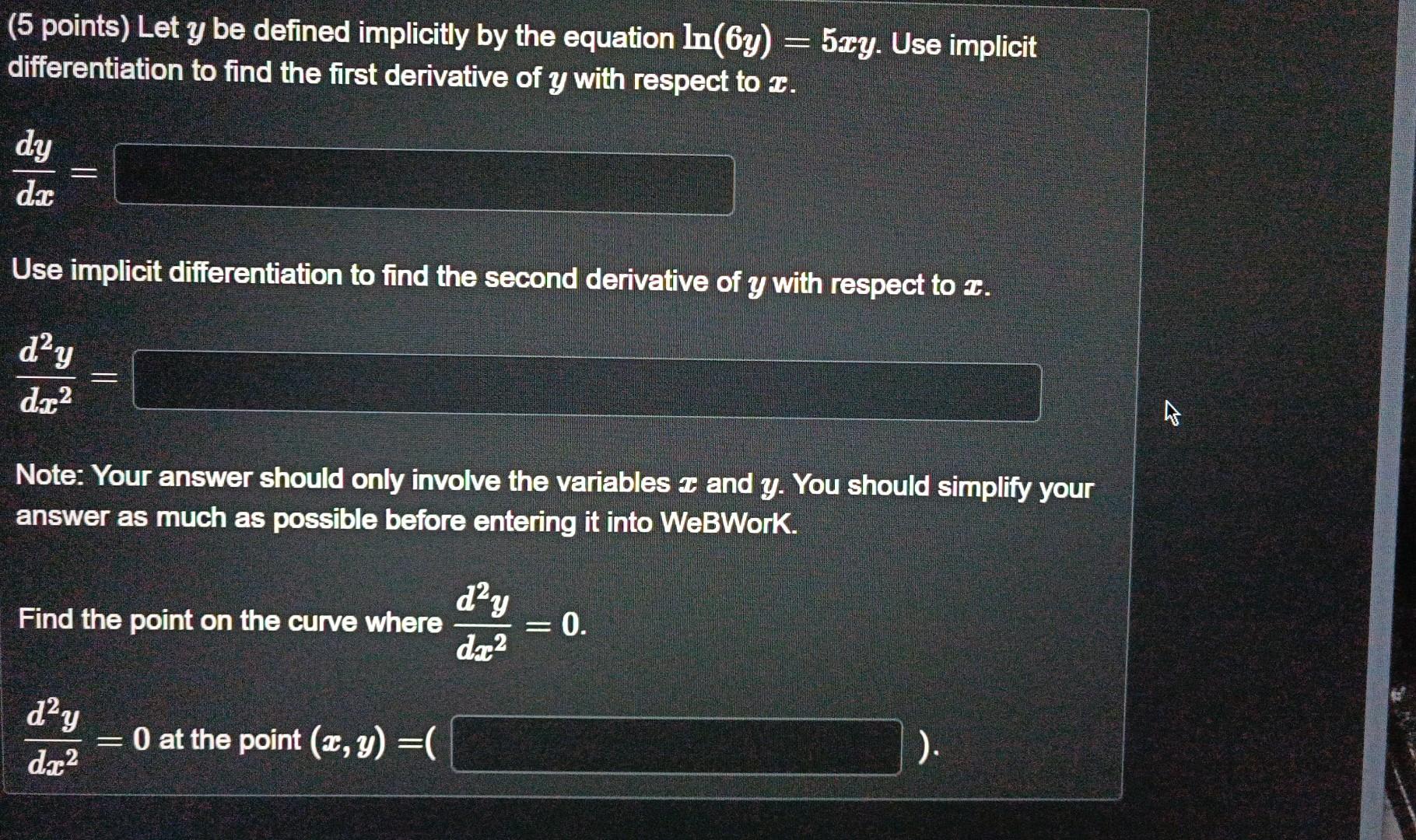 Solved (5 points) Let y be defined implicitly by the | Chegg.com
