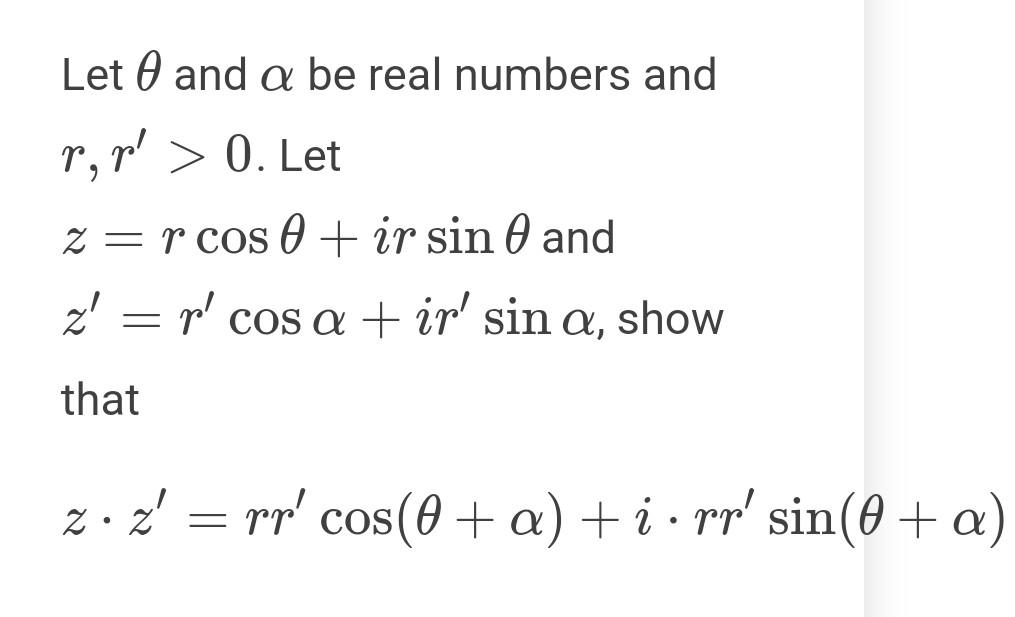 Solved Let θ and α be real numbers and r,r′>0. Let | Chegg.com