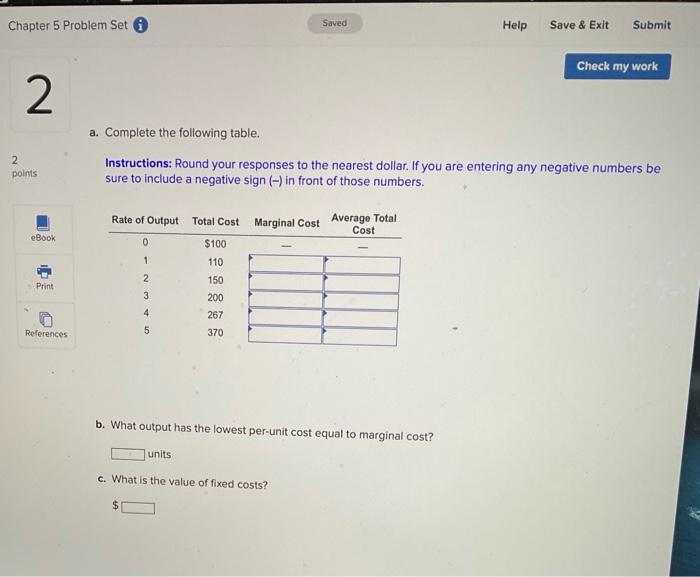 Solved a. Complete the following table. Instructions: Round | Chegg.com