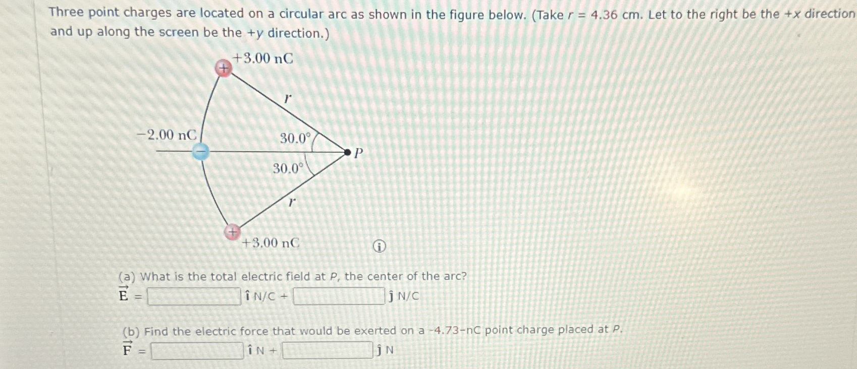Solved Three point charges are located on a circular arc as | Chegg.com
