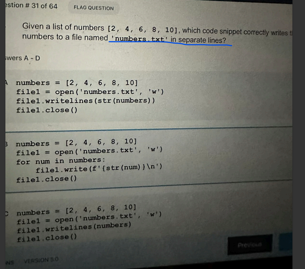 Solved Given a list of numbers 2,4,6,8,10, ﻿which code | Chegg.com