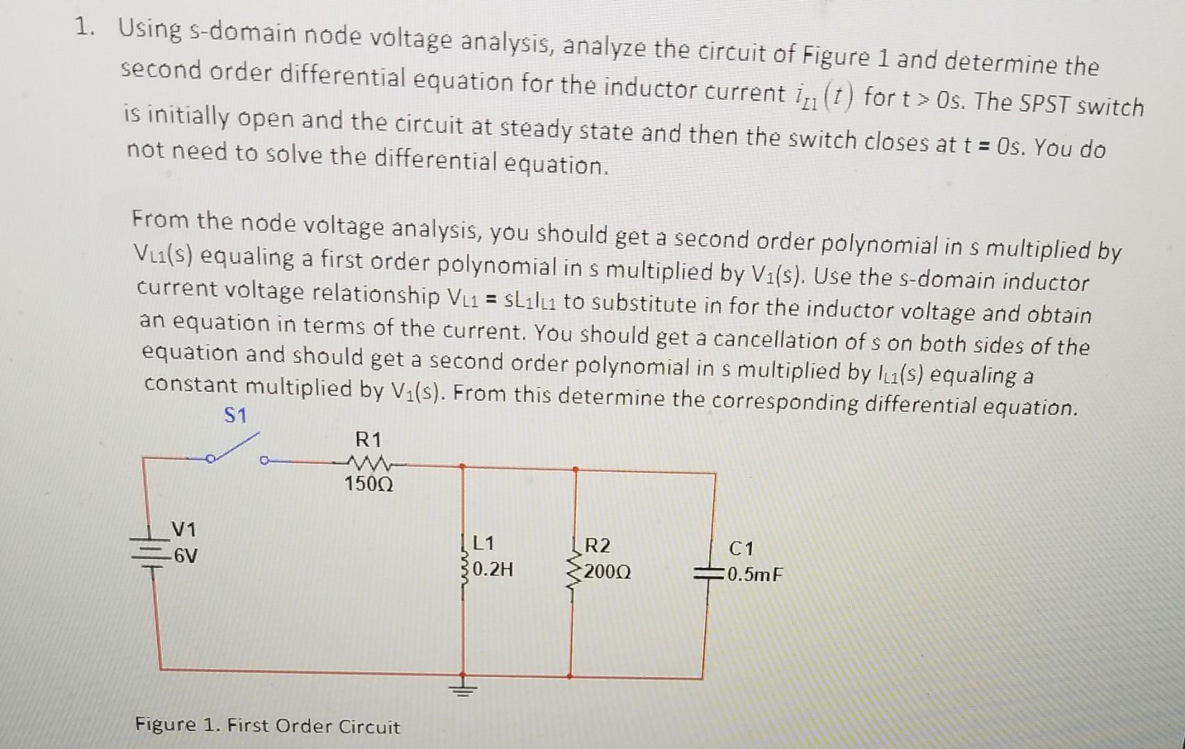 Solved Using s-domain node voltage analysis, analyze the | Chegg.com
