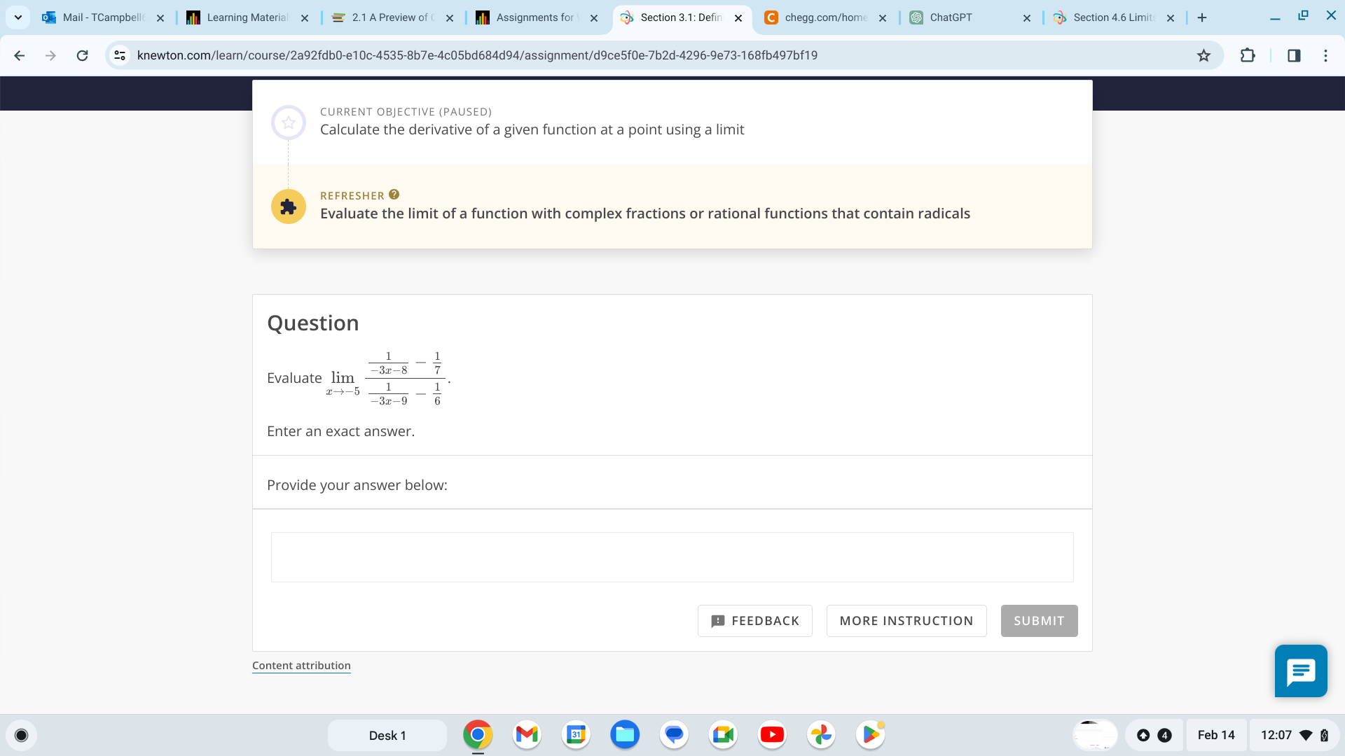 Solved REFRESHER ?Evaluate the limit of a function with | Chegg.com