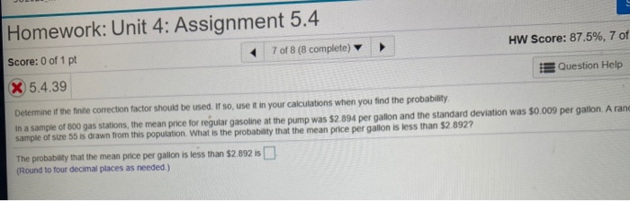 Solved Homework: Unit 4: Assignment 5.4 Score: 0 of 1 pt 7 | Chegg.com