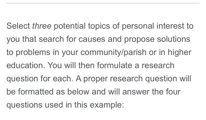Select three potential topics of personal interest to | Chegg.com