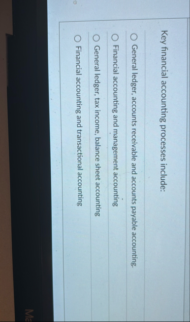 Solved Key financial accounting processes include:General | Chegg.com