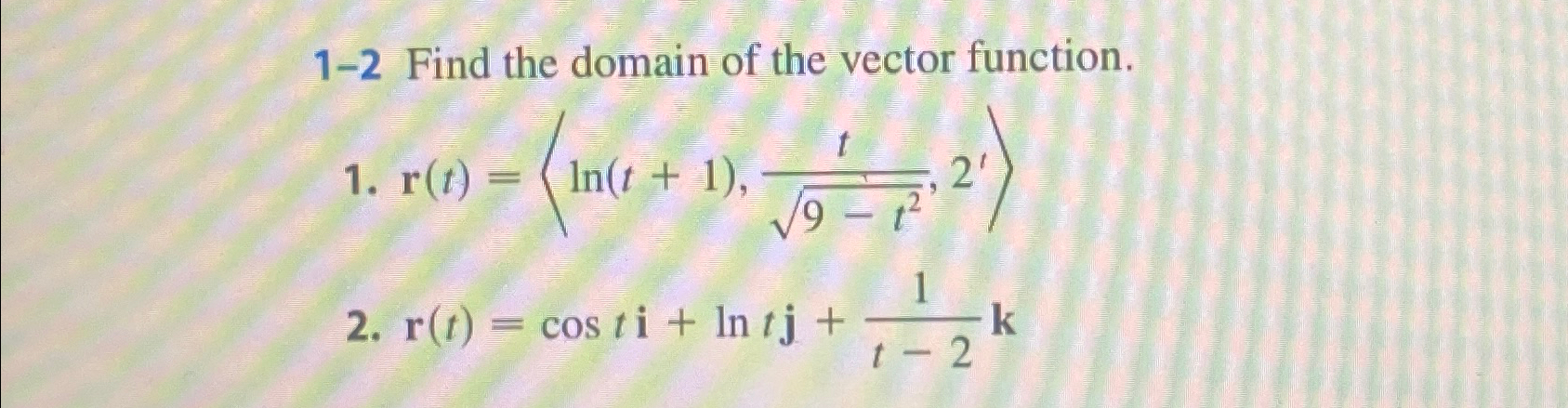 Solved 1-2 ﻿Find the domain of the vector | Chegg.com