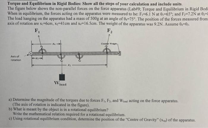 Solved Torque and Equilibrium in Rigid Bodies: Show all the | Chegg.com