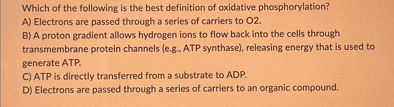Solved Which of the following is the best definition of | Chegg.com