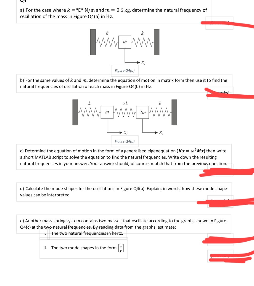 Solved a) ﻿For the case where k=**E**Nm ﻿and m=0.6kg, | Chegg.com