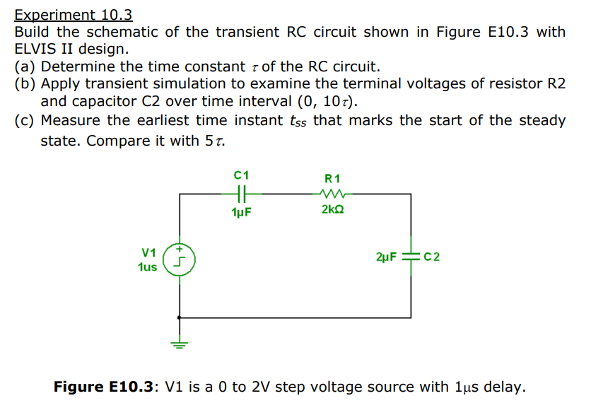 Solved Experiment 10.3Build the schematic of the transient | Chegg.com