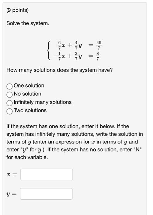 Solved (9 points) Solve the system. | Chegg.com