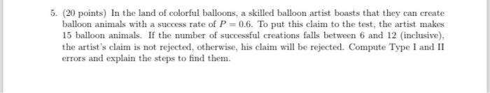 Solved 5. (20 points) In the land of colorful balloons, a | Chegg.com