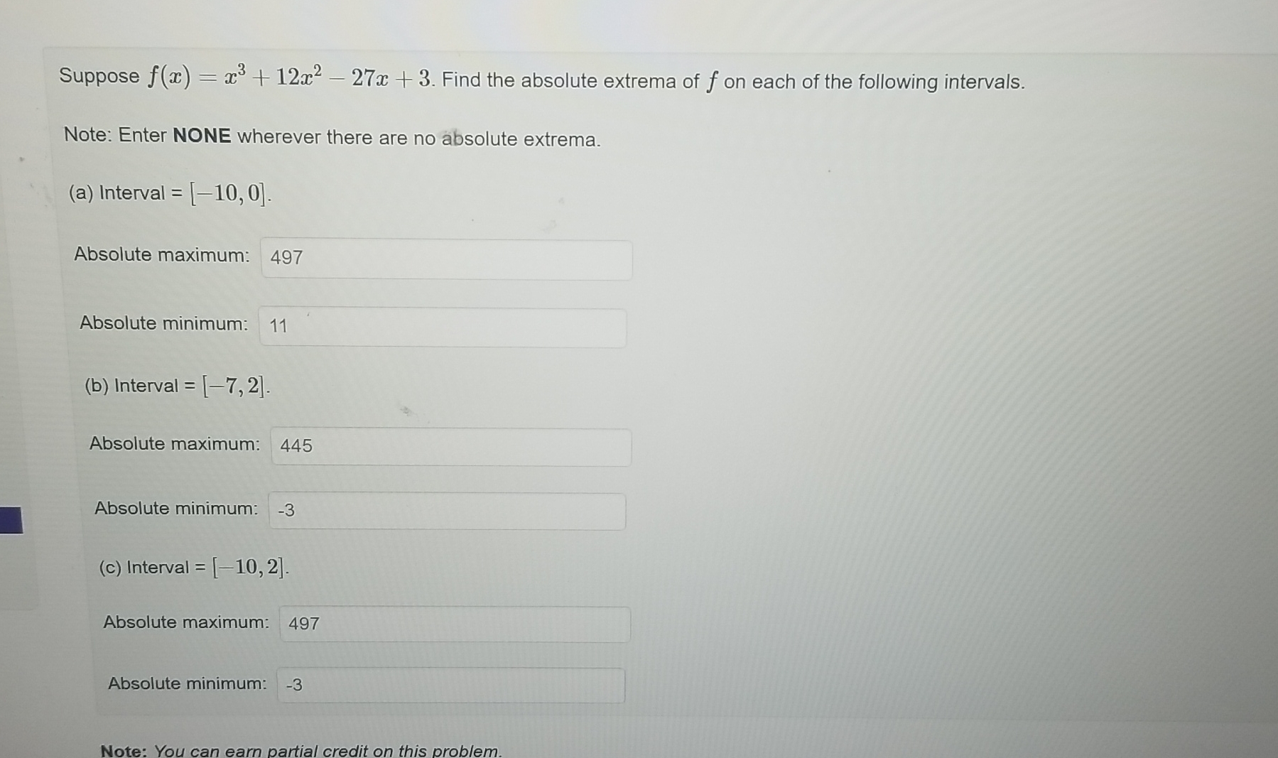 Solved Suppose f(x)=x3+12x2-27x+3. ﻿Find the absolute | Chegg.com