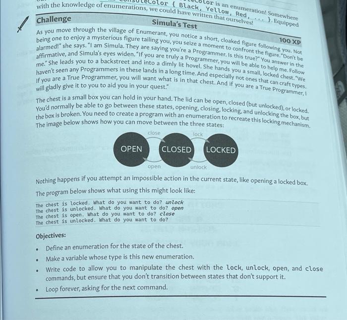 Solved lor {Black, Yellow, Red, Lor is an enumeration! | Chegg.com